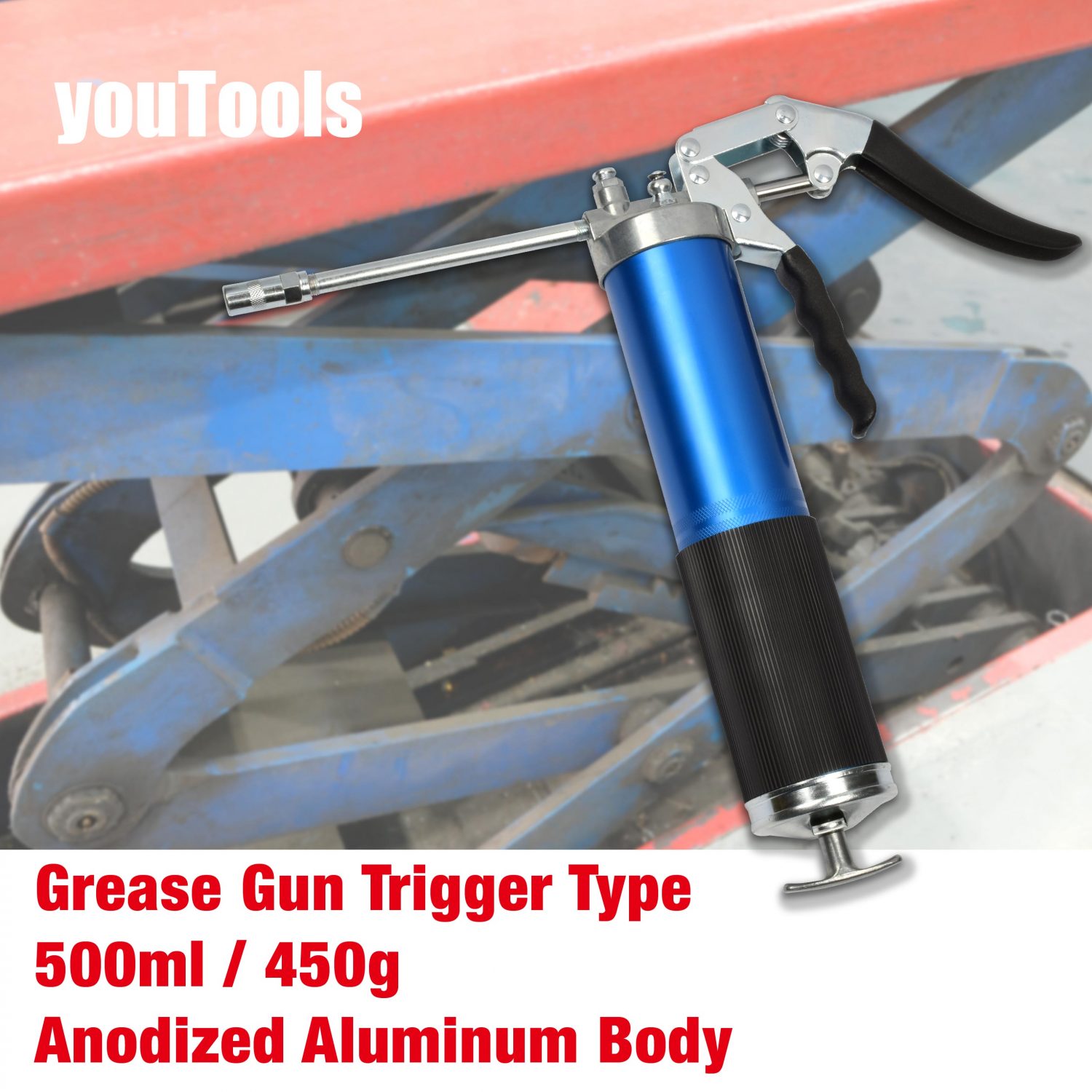 Grease Gun Trigger Type 500ml / 450g Anodized Aluminum Body | YouTools