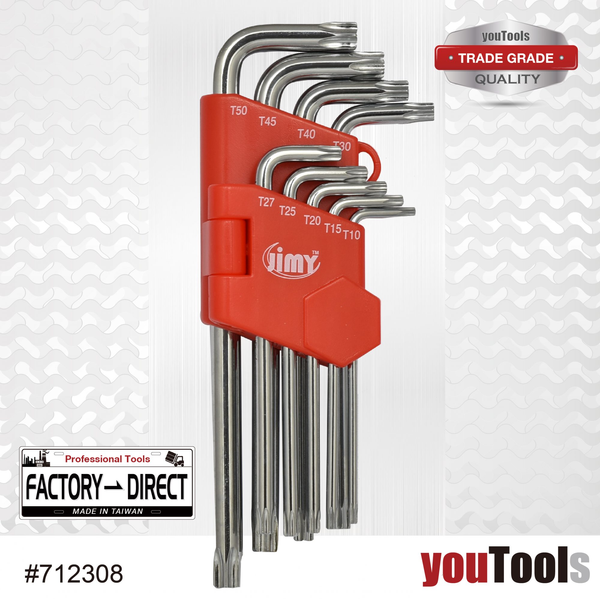 9PCE Trox Hex Key Wrench Set Long T10 ~ T50 | YouTools