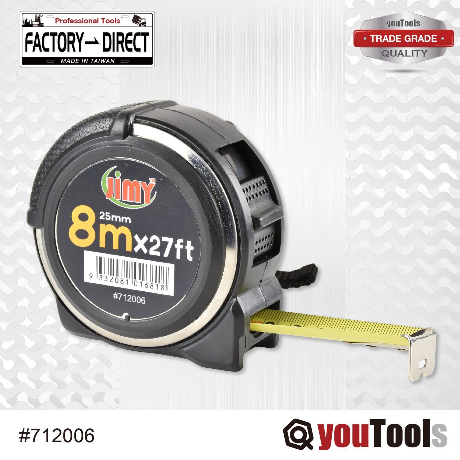 8 Meter / 27ft x 25 mm / 1 inch Tape Measure with Steel Case | YouTools