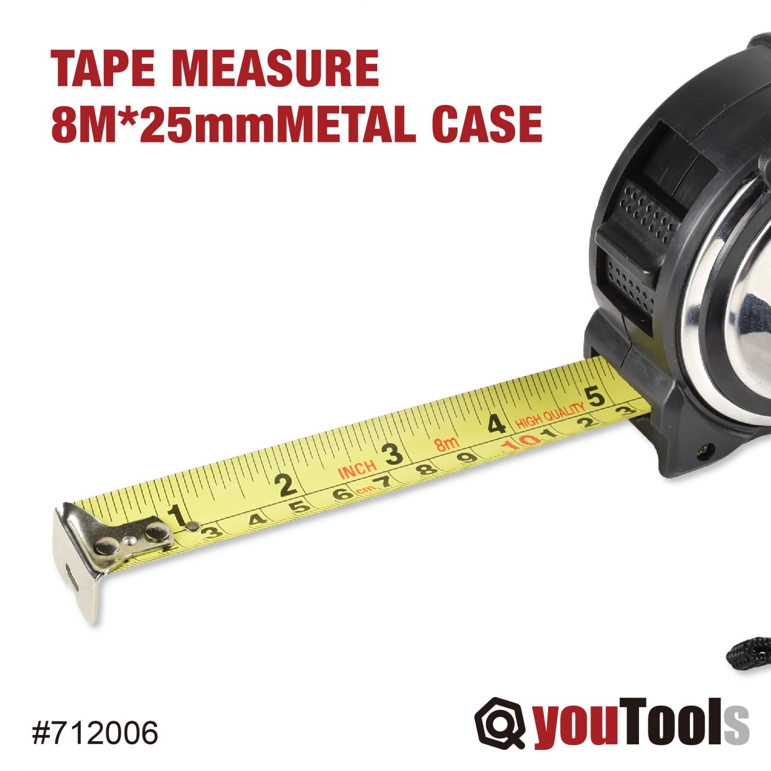 8 Meter / 27ft x 25 mm / 1 inch Tape Measure with Steel Case | YouTools