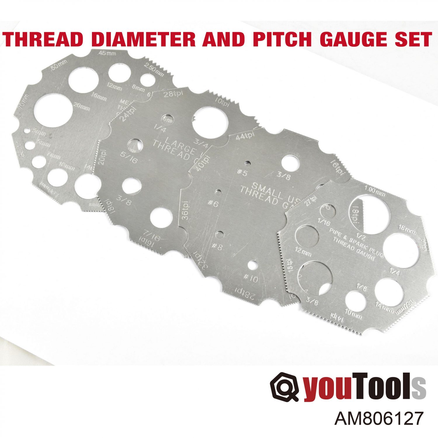 Thread Diameter and Pitch Gauge Set Metric + Imperial | YouTools