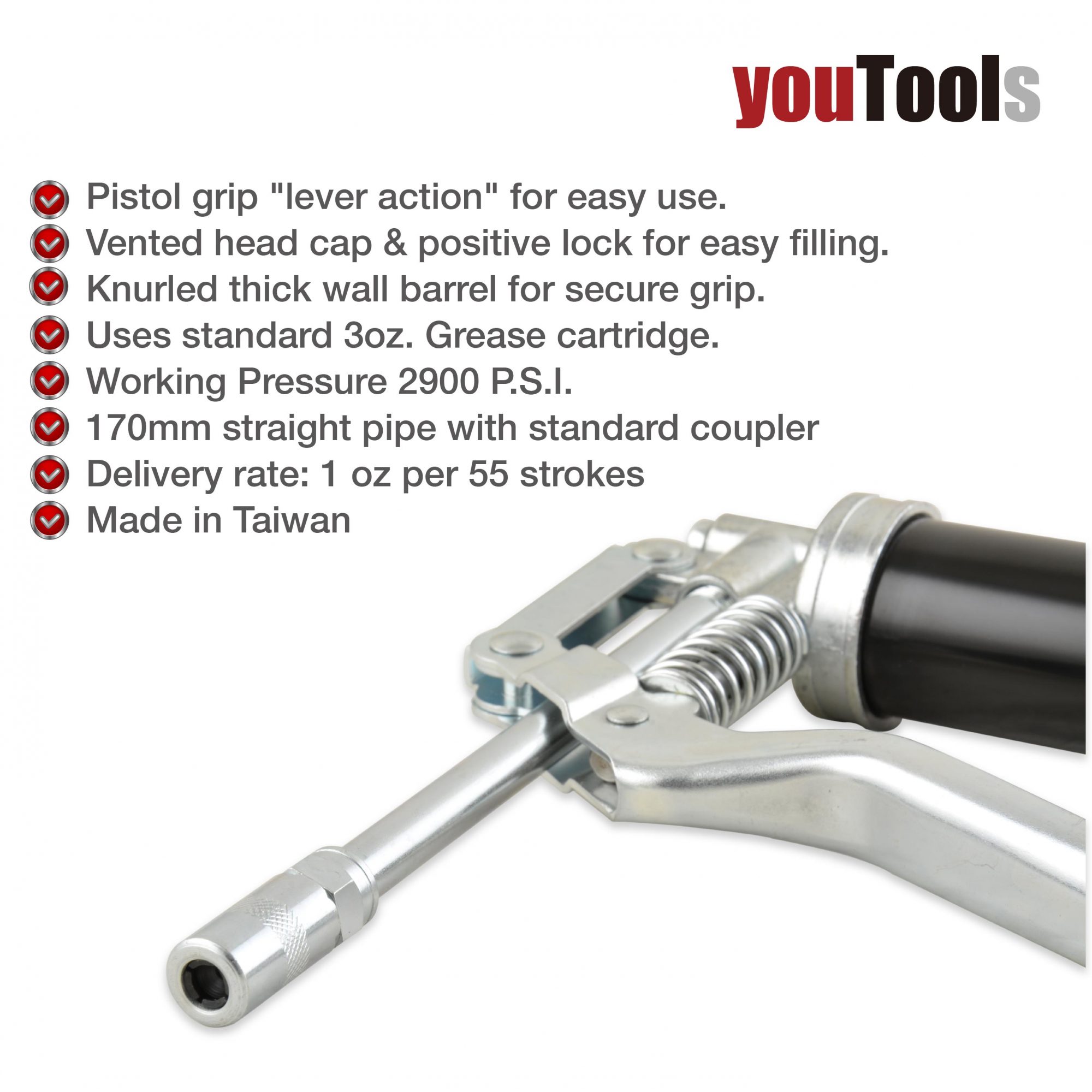 WORKtec Mini Grip Type Pistol Grease Gun 120 ml 3 Way Loading | YouTools