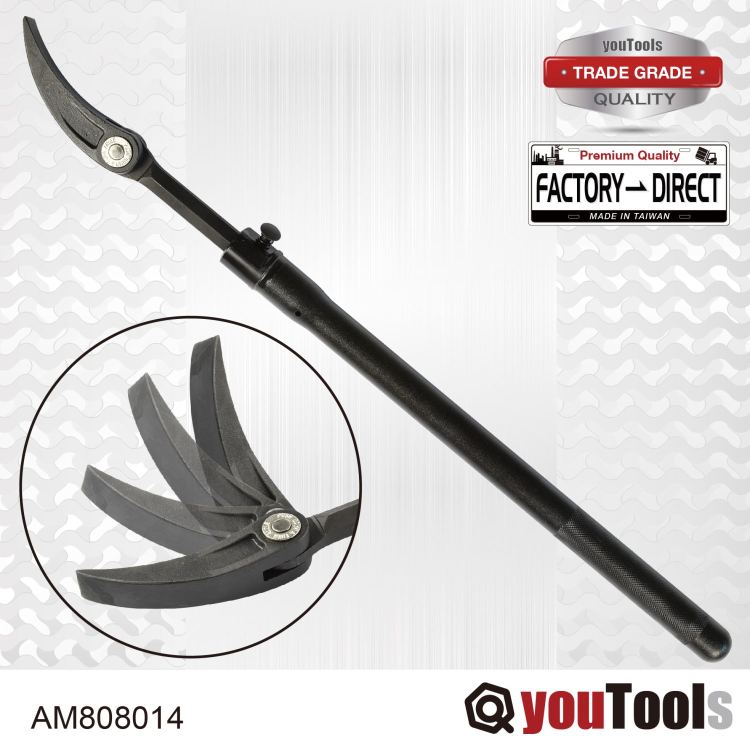 Heavy Duty Extendable Pry Bar 630~940 mm Flexible Head 14 Locking ...