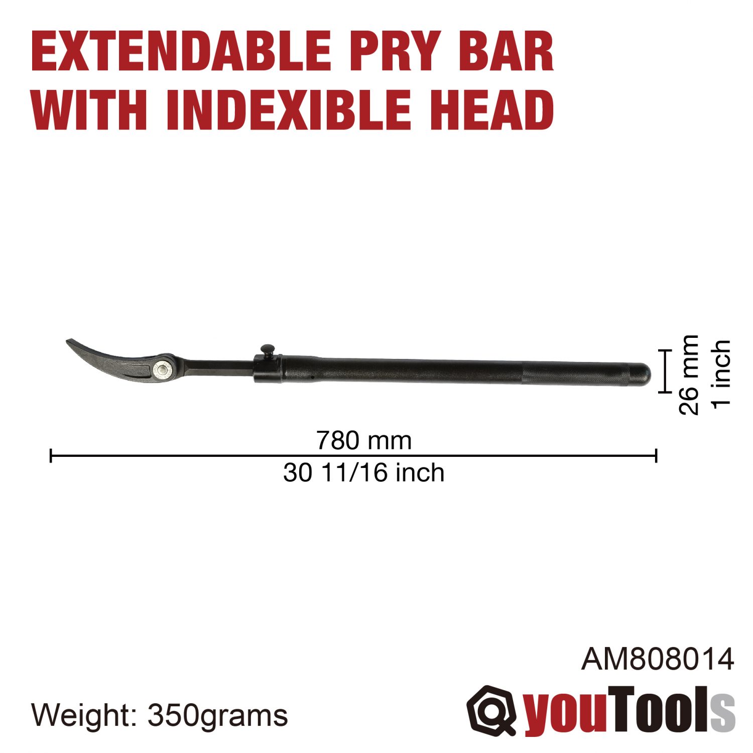 Heavy Duty Extendable Pry Bar 630~940 mm Flexible Head 14 Locking ...